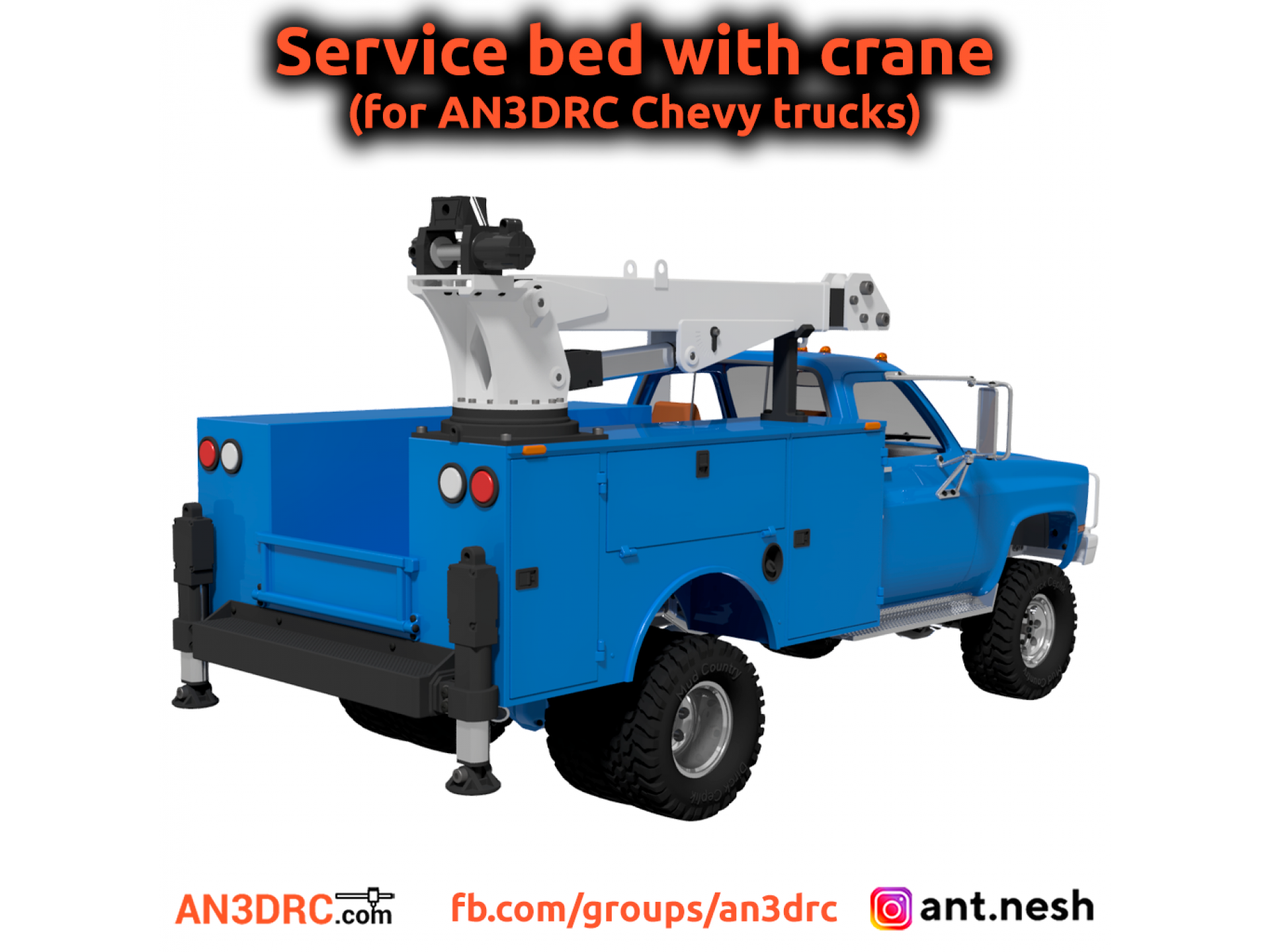 Service bed with/without crane for AN3DRC Chevy Pickup Truck