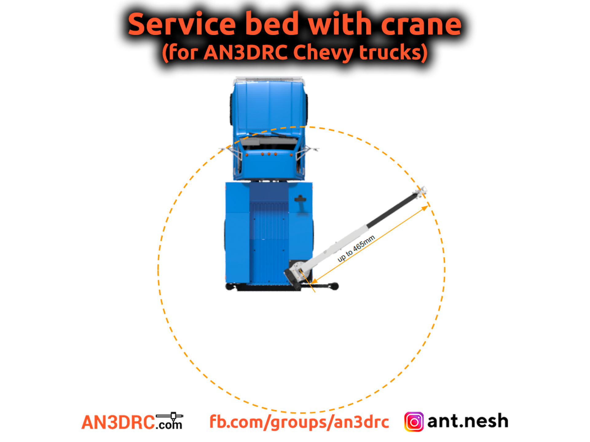 Service bed with/without crane for AN3DRC Chevy Pickup Truck