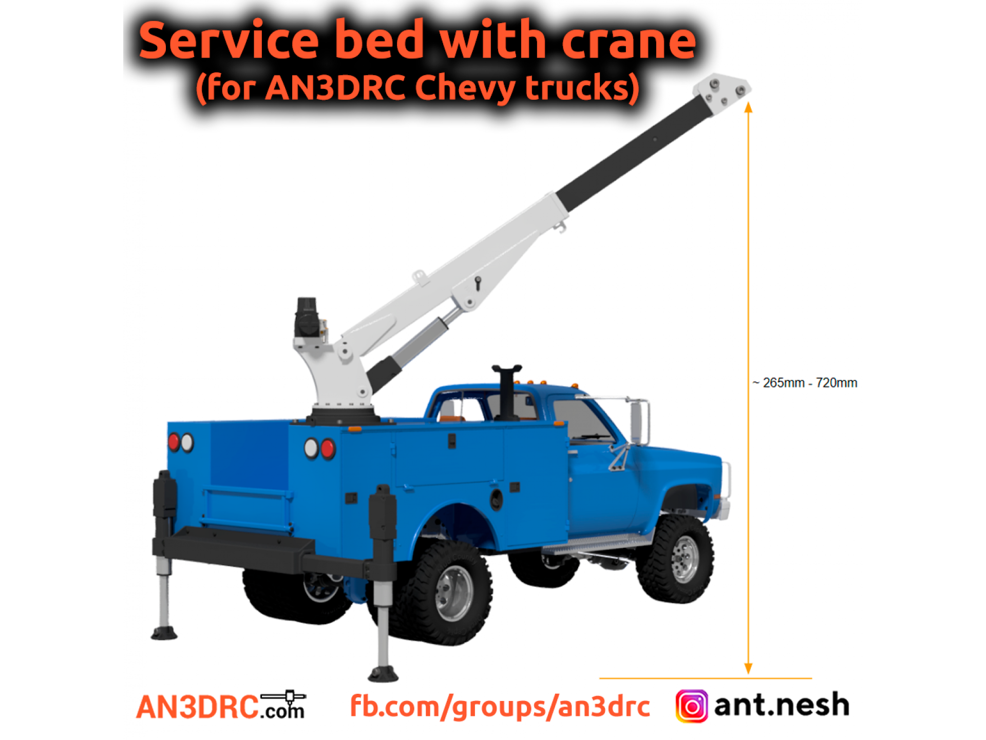 Service bed with/without crane for AN3DRC Chevy Pickup Truck
